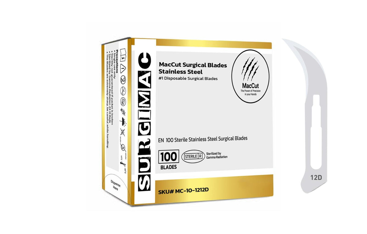 SurgiMac | #12D Sterile Stainless Steel Surgical Scalpel Blade | MacCut ...